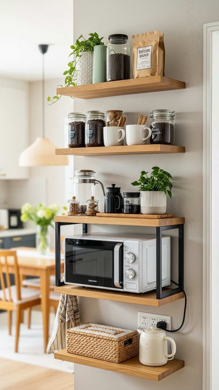 7 Genius Coffee Bar Ideas With Microwave For Small Spaces